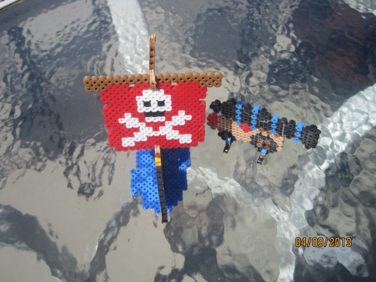 Pirate Ship with Cannon Perler Bead Art by Toadems on Etsy