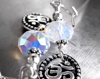 Aqua Peace Sign Earrings Aqua Flower Earrings Teal Turquoise