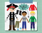 Items similar to Pirate Boy Clip Art Graphics - Dress Up Build Your Own ...