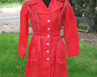 Red rain coat | Etsy