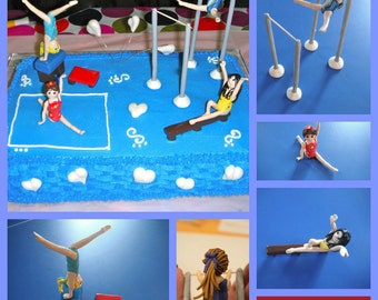Custom Cake Topper Gymnastic Girl with equipment