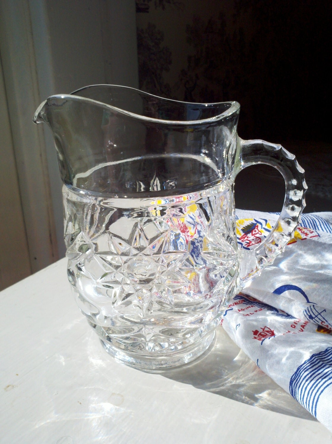 vintage crystal pitcher with sun design – Haute Juice