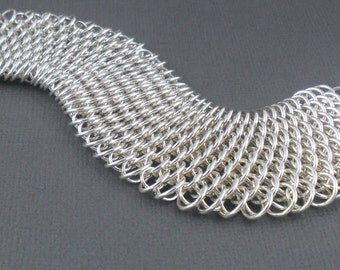 Barrel Weave Double Vision Chainmaille Bracelet Sterling