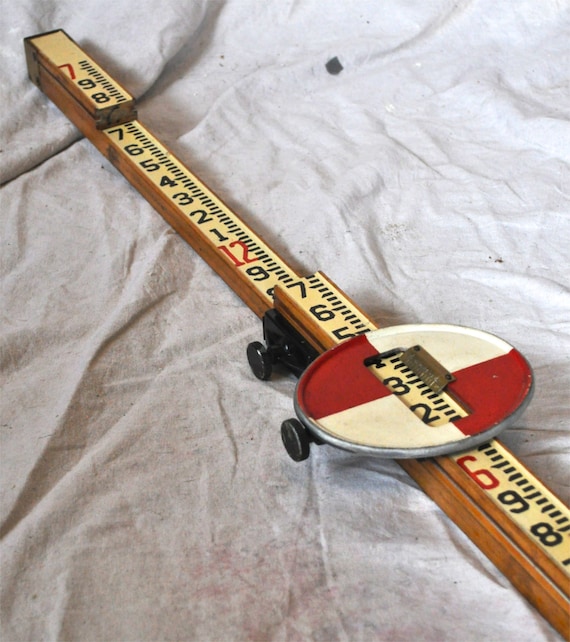 Vintage Surveying Rod 13' Wood Surveyor Measuring Stick