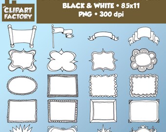 Clip Art: Hand Drawn Banners Frames Borders Headers 20