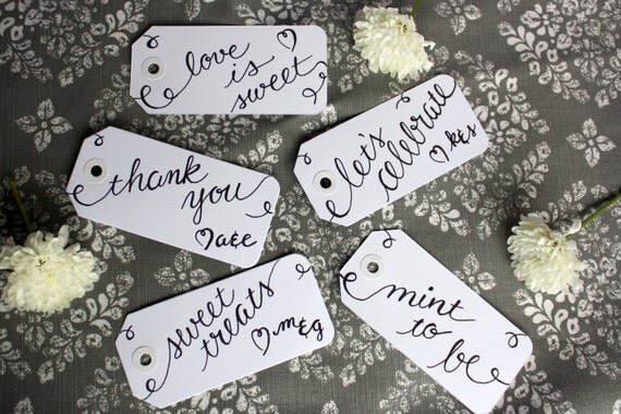 Items similar to Handwritten Calligraphy Custom tag 2 in. x 4.25 in. on ...