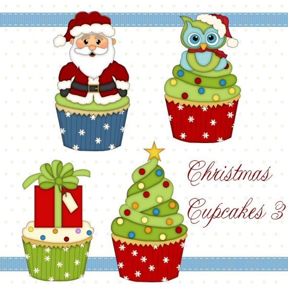 Christmas Cupcakes 3 Digital Clipart