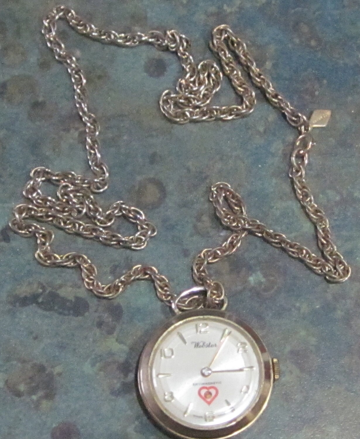 Vintage Webster Pendant Pocket Watch with Sarah Coventry Chain