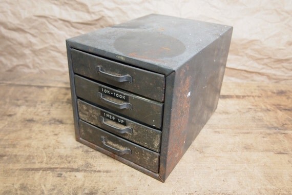 Fabulous small metal drawer set to organize your workroom