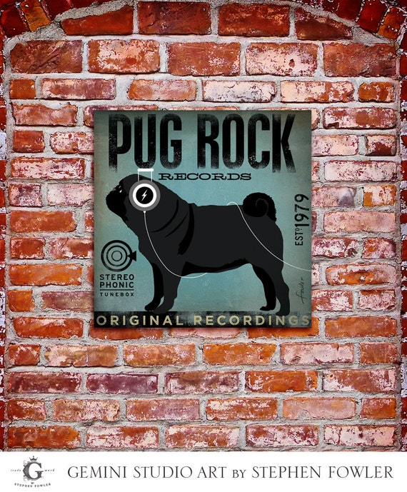 PUG ROCK records album style graphic artwork on gallery