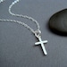 silver cross necklace. LARGE. sterling silver by limegreenmodern