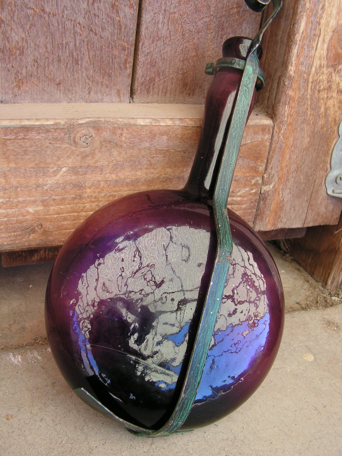 Vintage Purple Amethyst Banjo Bottle Glass Hanging