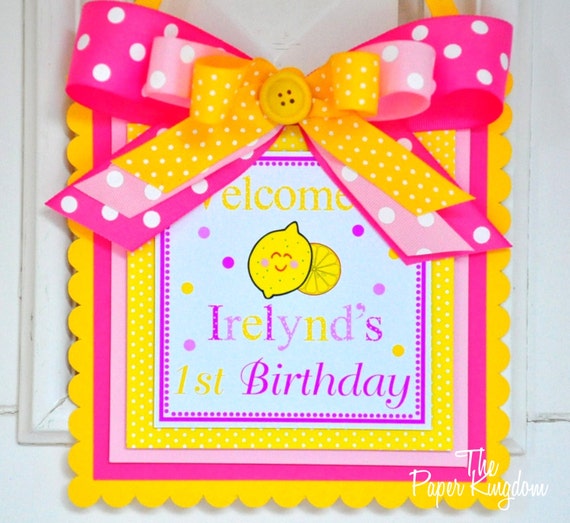 Pink Lemonade Door Sign Welcome Door Hanger Pink Lemonade