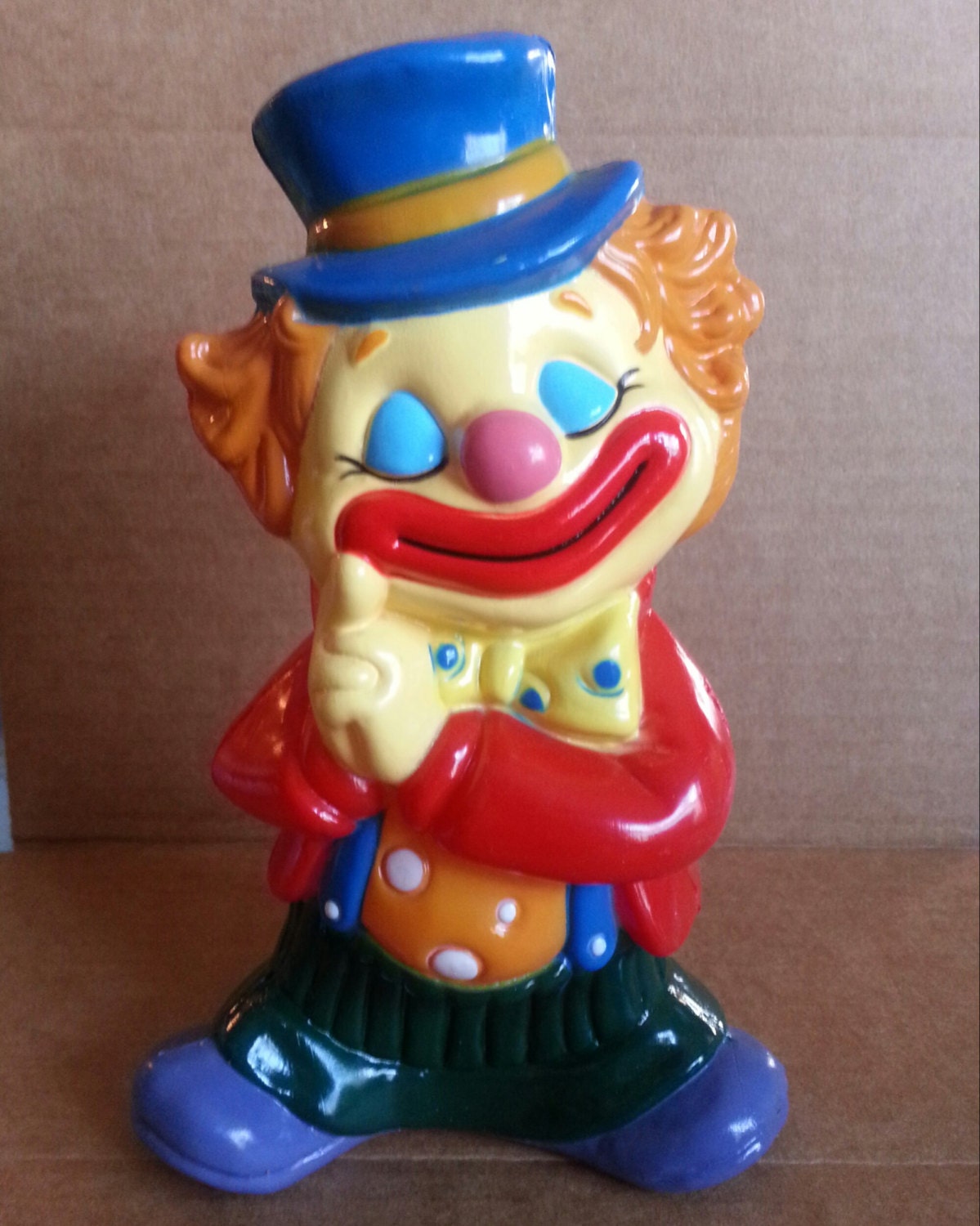 1970-1975 Large Hard Plastic CLOWN IN LOVE Bank from Carnivals