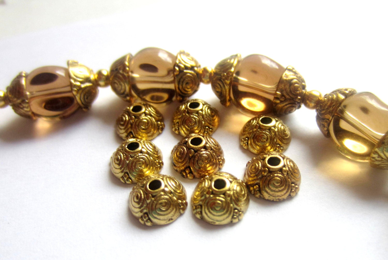 30 Metal Bead caps antique gold DIY jewelry by GatheringSplendor