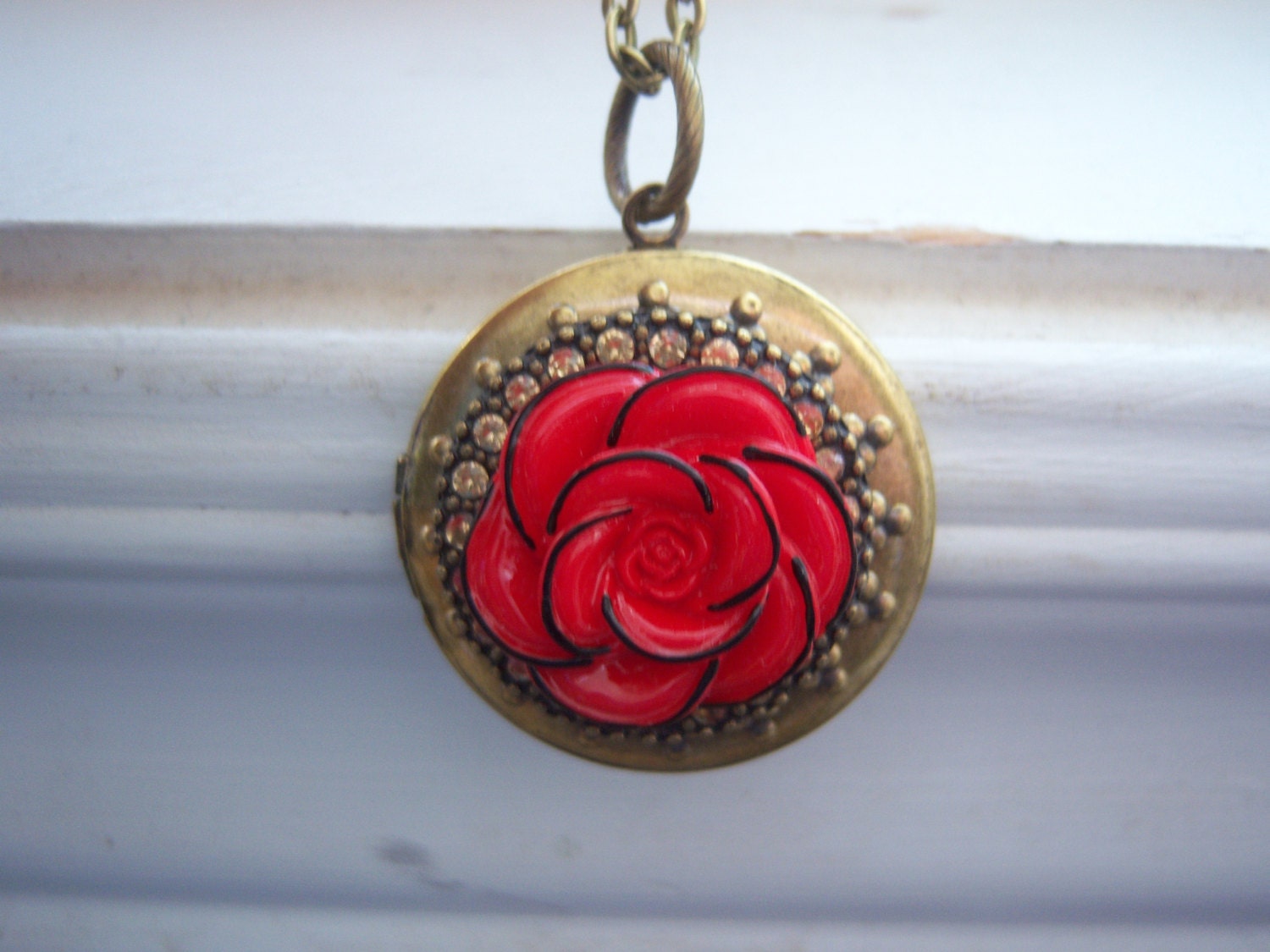 Rose Necklace Red Rose Necklace Rose Locket Locket