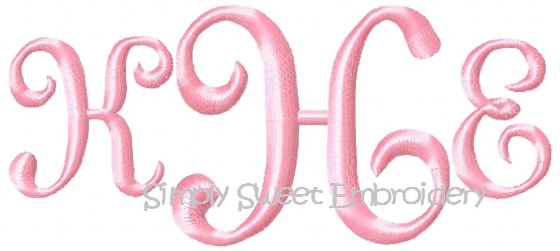 Fancy Curly Font Set 2 sizes Machine Embroidery