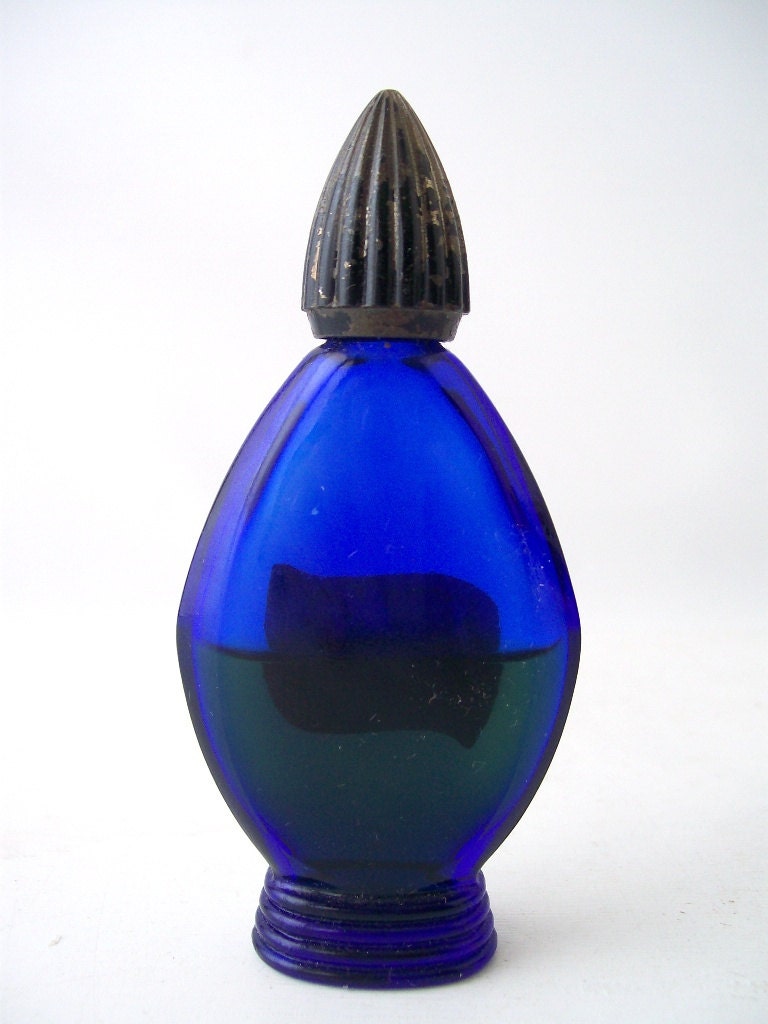 vintage midnight in paris perfume cobalt blue glass bottle