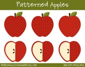 Items similar to Patterned Apples Clipart - Digital Clip Art Graphics ...