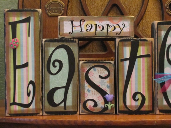 Easter Sign Spring Sign Happy Easter Word Blocks