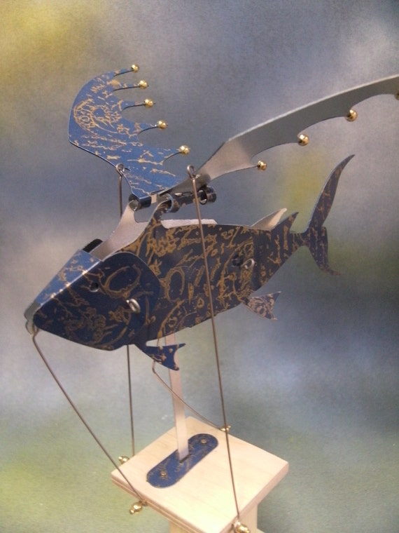 Blue Flying Fish Automaton by Newsteadautomata on Etsy