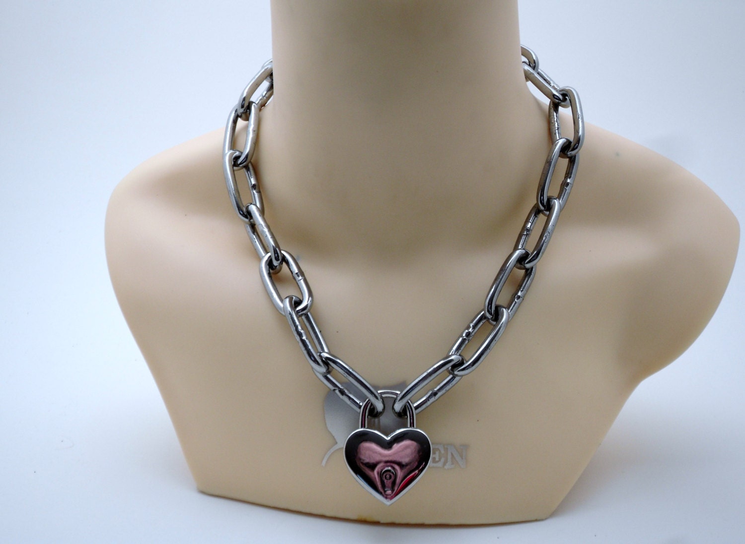 Stainless steel slave collar chain link with lock Free US