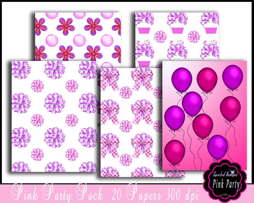 Party Digital Paper Pink Digital paper by SparkalDigitalDesign