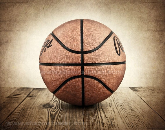 Vintage Basketball on Barnwood Photo Print Decorating Ideas