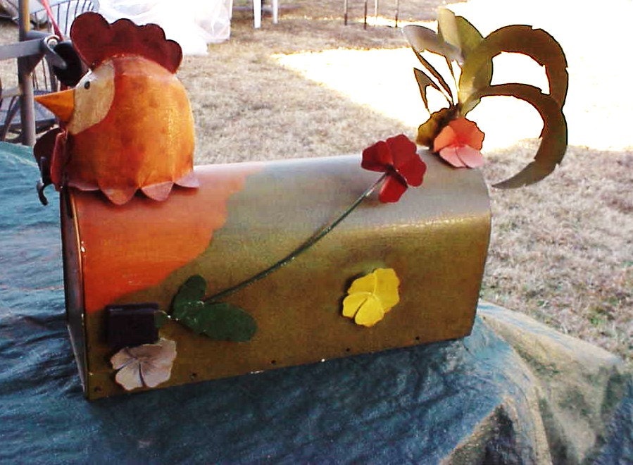 RESERVED for Sally Bacon Adorable Rooster Metal Mailbox