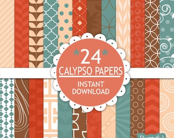 Digital Paper Pack Chevron Polka Dot Stripes by PrettifulDesigns