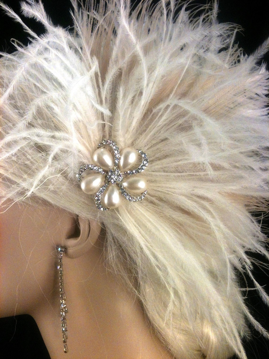 Ivory Bridal Fascinator Feather Fascinator by IceGreenEyes