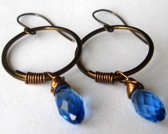 Jade Green Agate and Copper Earrings