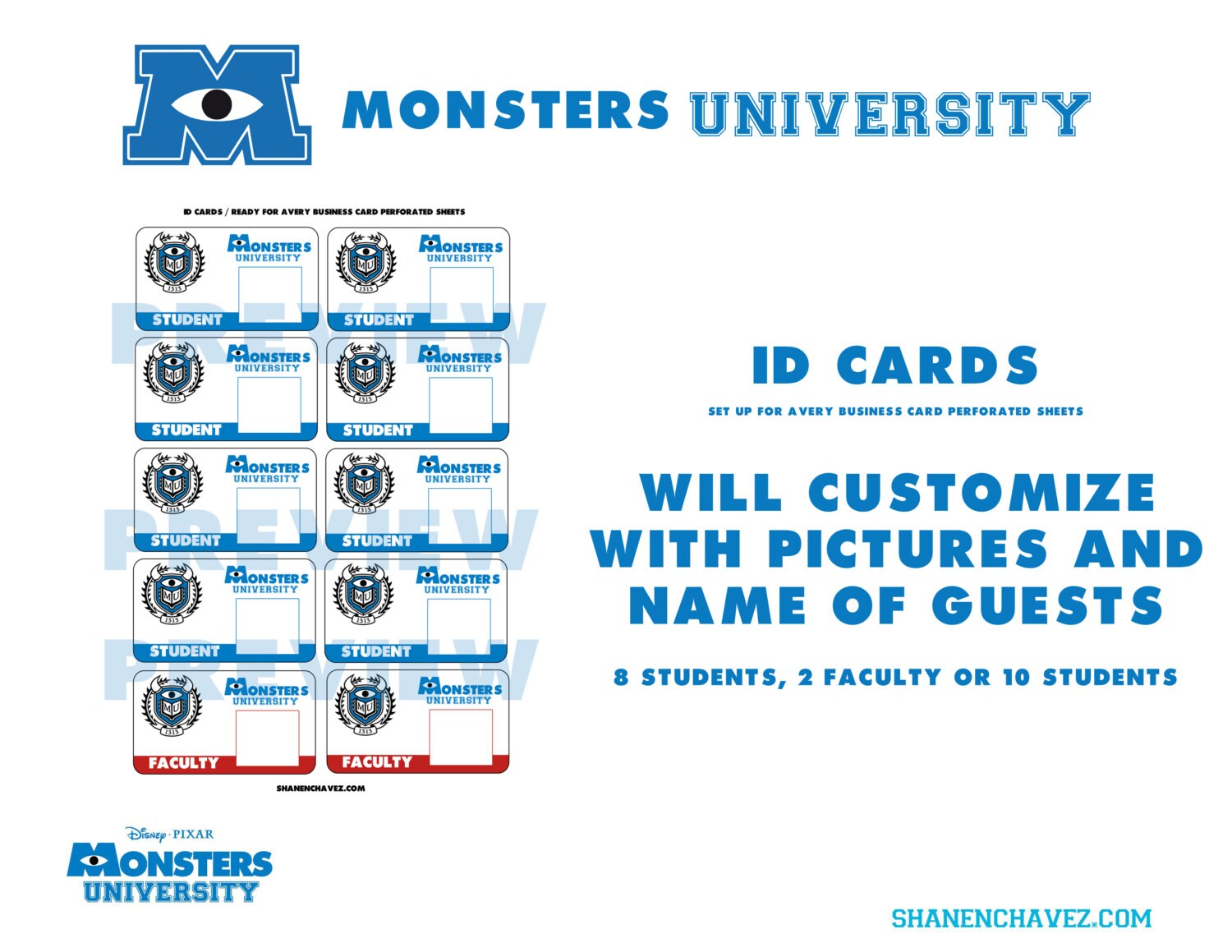 Items Similar To Monster s University ID Cards Customized up To 10 I Design You Print On Etsy