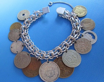 Popular items for silver coin bracelet on Etsy
