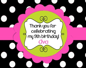 Birthday Gift Tags Square Polka Dots Labels Pink Lime Green ...