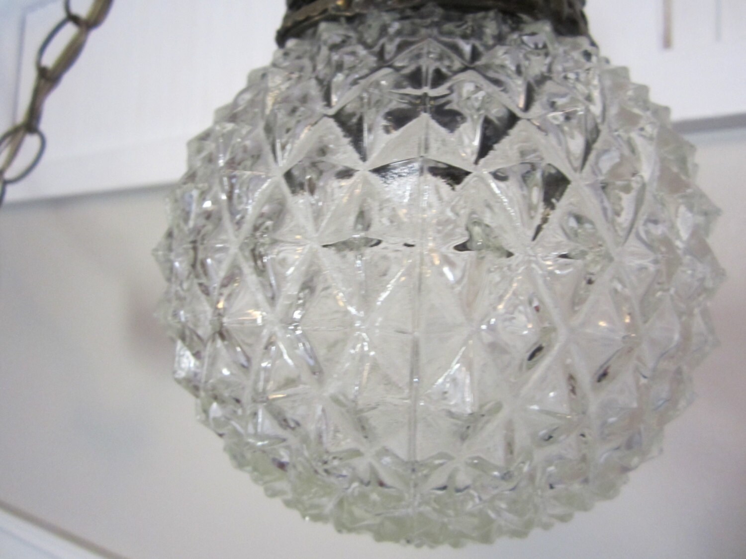 Vintage light fixture glass and brass by ElizabethJeanVintage