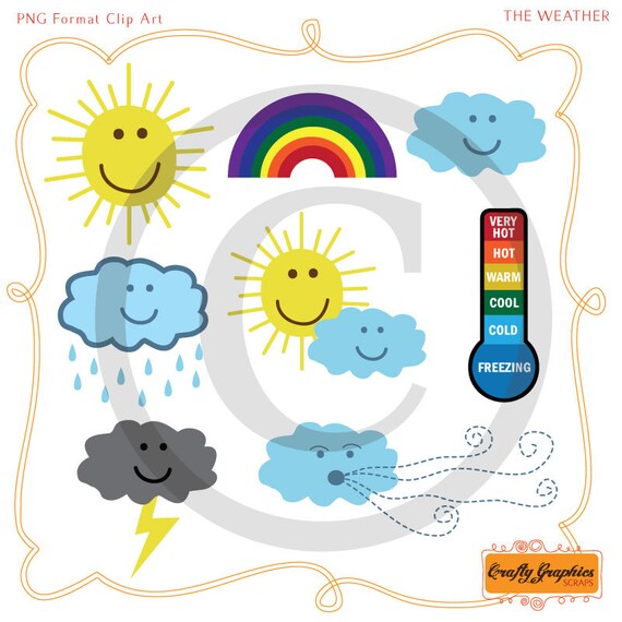 Items similar to Happy Weather CLIPART - EPS and PNG Files Provided on Etsy