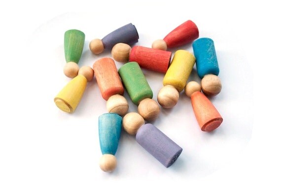 Waldorf Rainbow Peg People Eco Friendly Color Matching Game