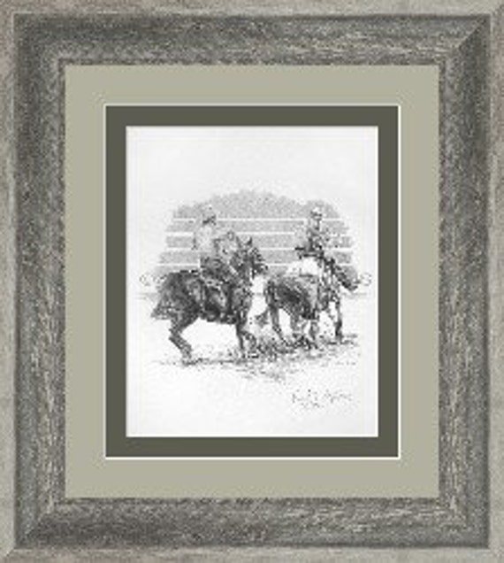 Team Roping drawing of rodeo cowboys team roping at by notevena