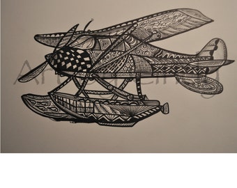 Zentangle airplane | Etsy
