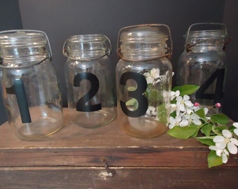 Vintage Mason Jars Table Numbers Vintage Wedding Decor