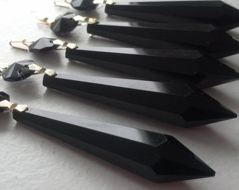 Jet crystal pendant | Etsy