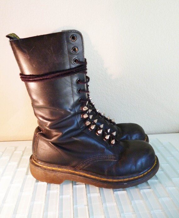 Doc Martin Boot Steel Toe 14 Hole Black Leather Boots Spikes
