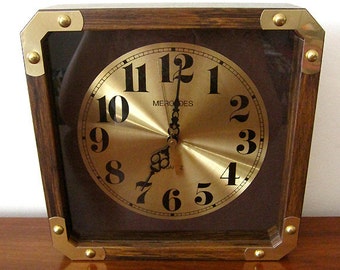 25% OFF MARKDOWN - Retro 1970s "Mercedes" Wood and Brass Wall or Mantle ...