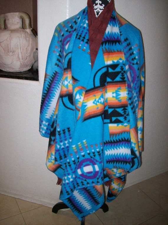 Native American Fleece Poncho by Wrapsforall on Etsy