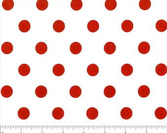 White with Large Red Dots Lots-a-Dots Polka Dot Fabric by Choice Fabrics - 1 yard