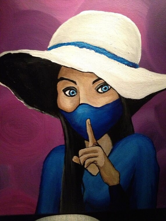 Ninja Shhh Original Acrylic Painting 16x20