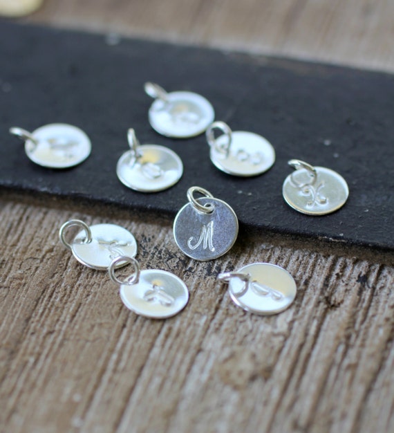 Silver Initial Charm Silver Initial Disc Custom Letter