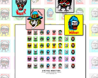 Crow and Raven Scrabble tile sized digital collage sheet 19mm