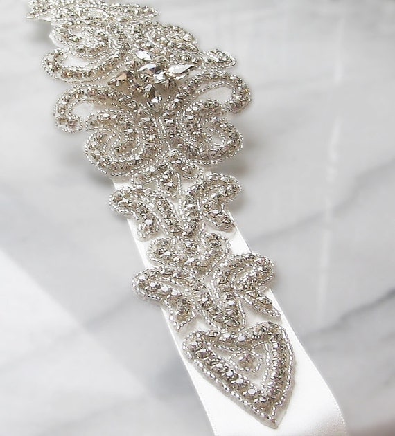 Items Similar To Crystal Rhinestone Applique Beaded Rhinestone Wedding